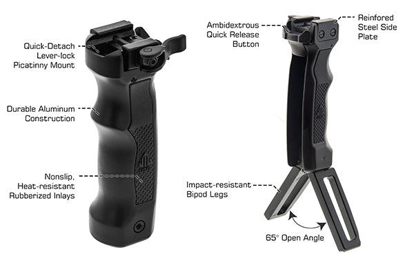 LEAPERS UTG PISTOL GRIP WITH COLLAPSIBLE INTERNAL BIPOD